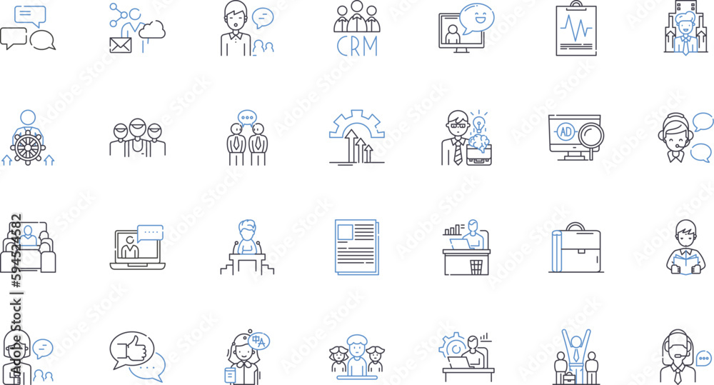 Job Efficiency Line Icons Collection Streamline Optimization Focus