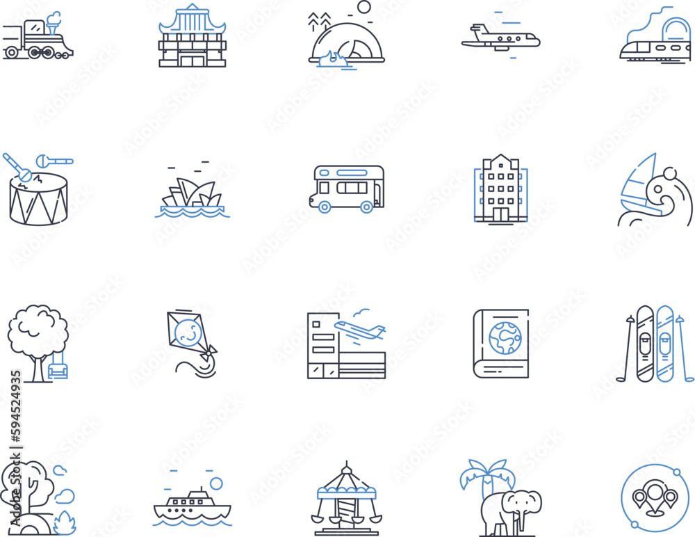 Cultural pilgrimage line icons collection. Tradition, History ...