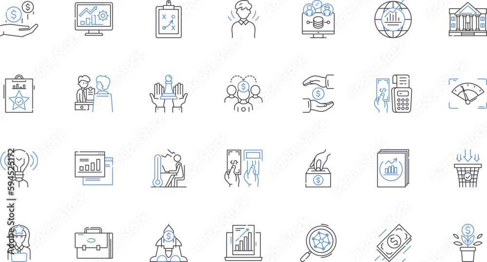 Trade agreements line icons collection. Tariffs, Import, Export ...