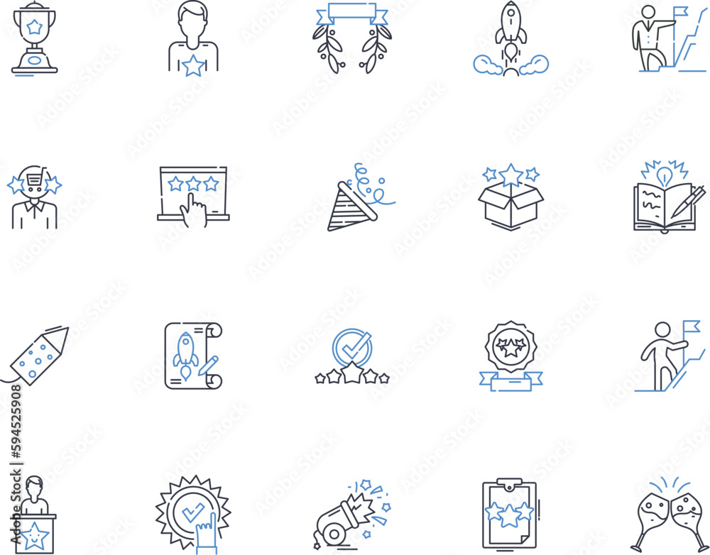 Excellent achievers line icons collection. Overachievers, Accomplished ...