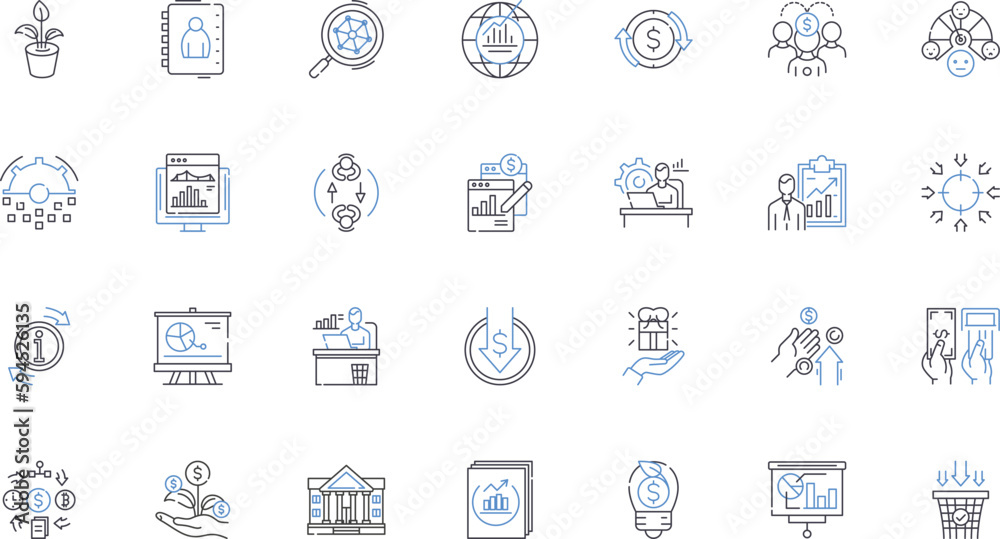 Payroll processing line icons collection. Wages, Deductions, Benefits ... Payroll processing line icons collection. Wages, Deductions, Benefits ...