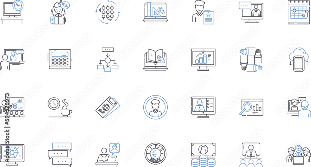 Establishment course line icons collection. Development, Planning ...
