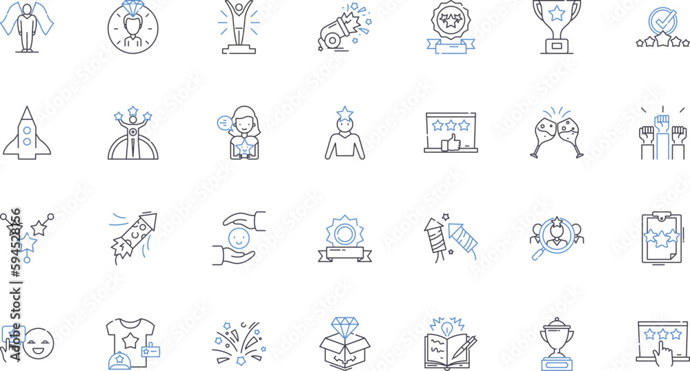 Triumph victory line icons collection. Triumph, Victory, Accomplishment ...