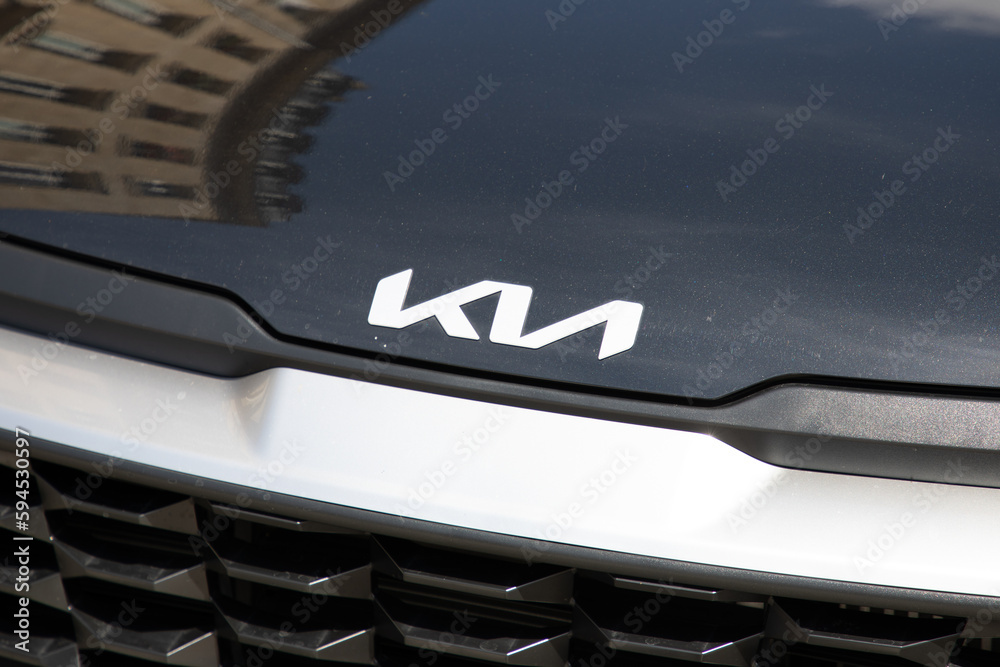kia logo brand and text sign front of korean car modern new asian ...