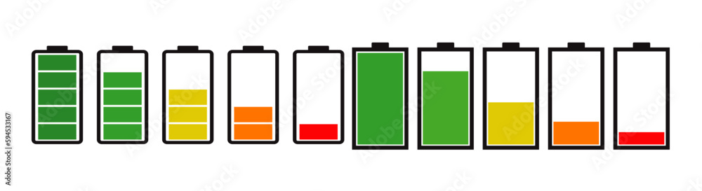 Vector battery icon set.Vector icon collection design battery level ...