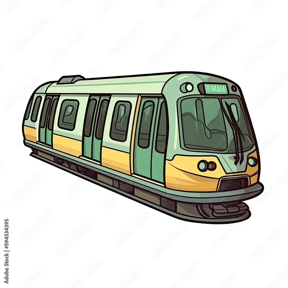 Subway In Cartoon Style Stiker On White Background On Isolated ...