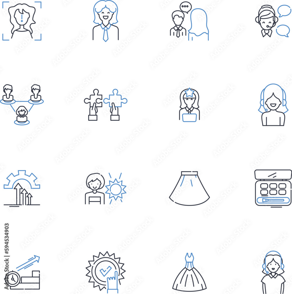 Women's liberation movement line icons collection. Suffrage, Equality ...