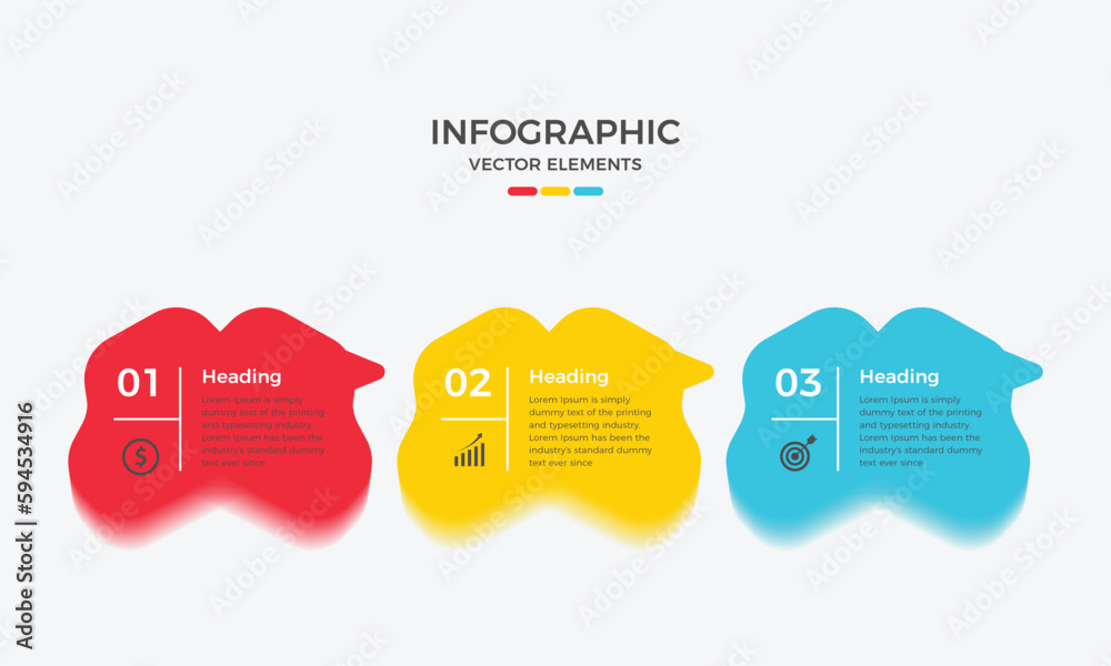 3 steps business infographics template. Modern colorful infographic ...