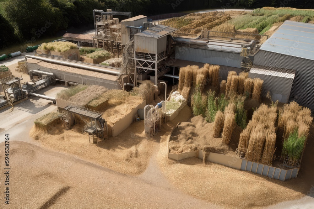 bioenergy and biomass facility, showcasing different stages of ...