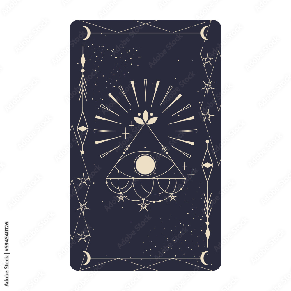 Tarot card set with mystic celestial border. Boho esoteric tarot card ...