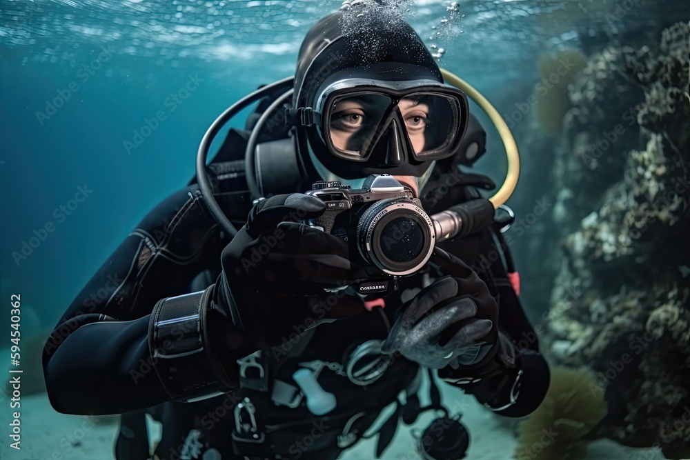 diver, with camera in hand, capturing unique and colorful underwater ...