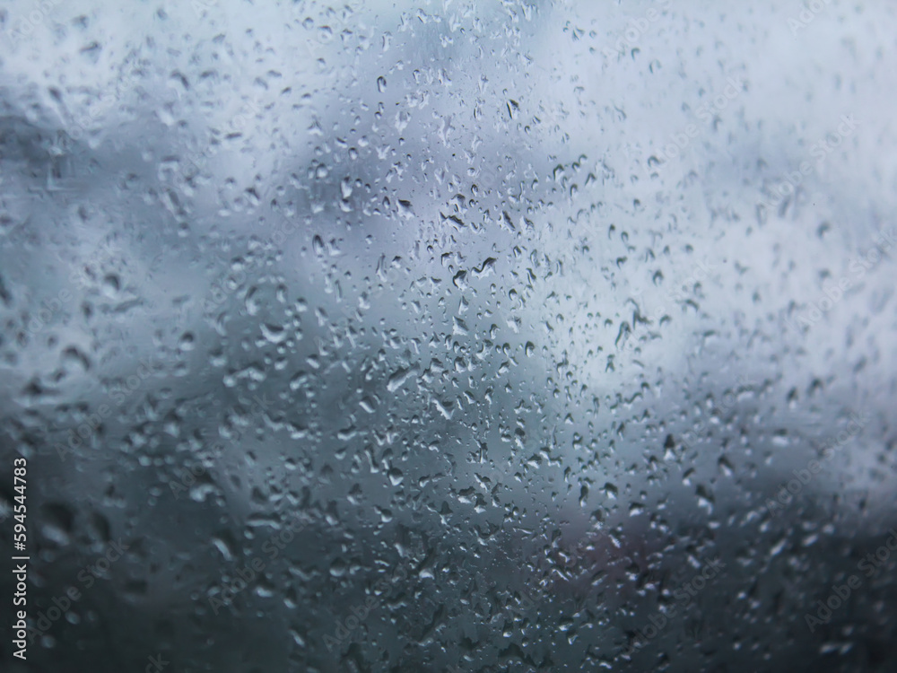 Water drops and raindrops on transparent window for background and ...