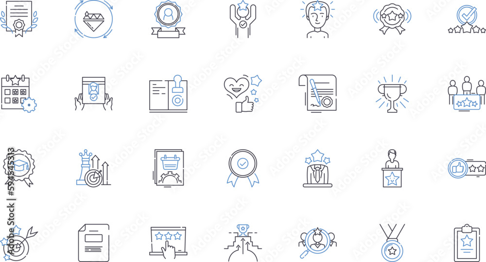 Merits line icons collection. Advantages, Benefits, Rewards, Perks ...