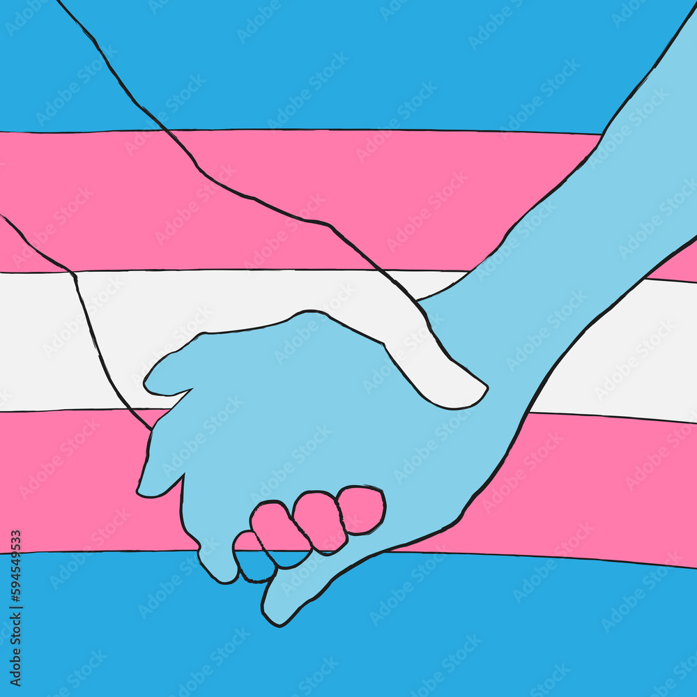 Two people, transgender people holding hands, pride month, non-binary ...