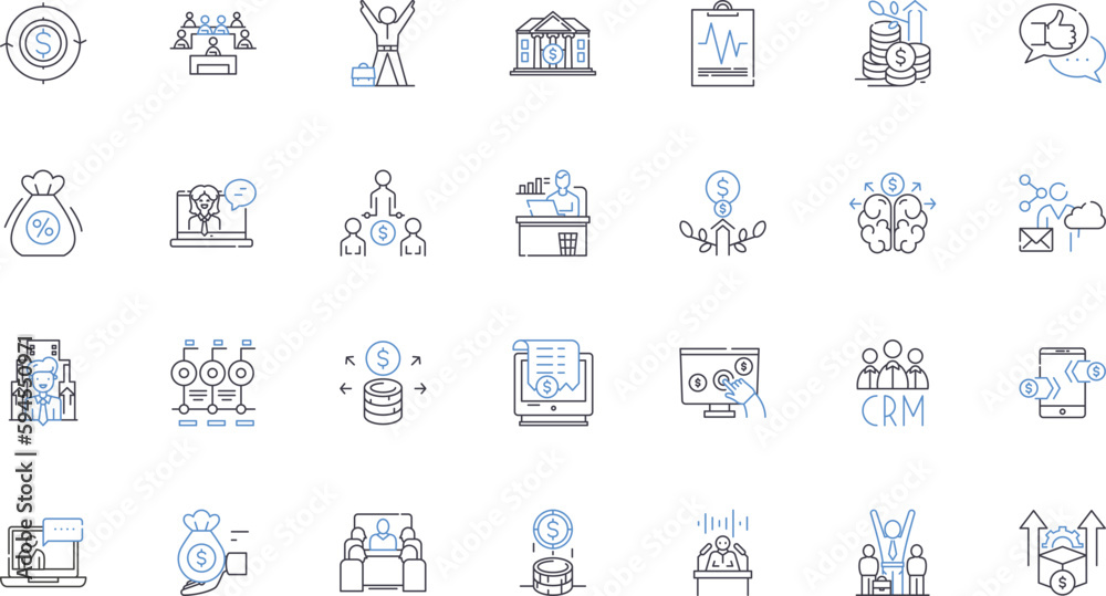 Employee elevation line icons collection. Promotion, Advancement ...