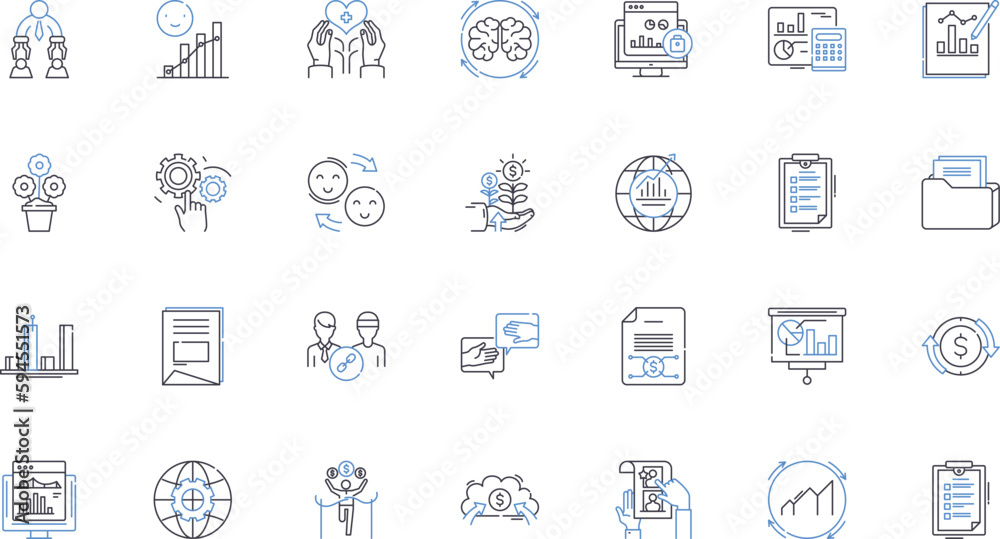 Portfolio Optimization line icons collection. Diversification, Risk ... Portfolio Optimization line icons collection. Diversification, Risk ...