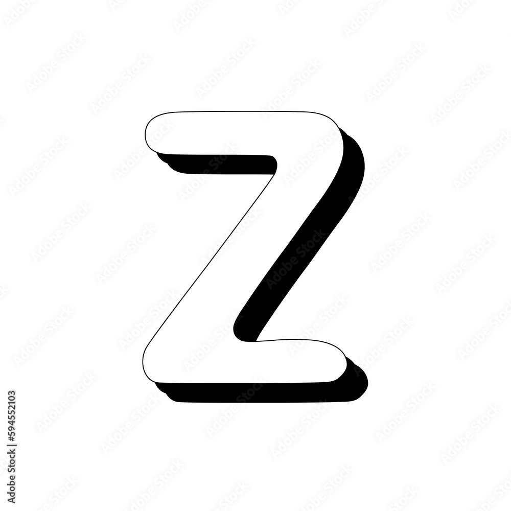 Hand drawn doodle uppercase letter Z. Capital letters modern design ...