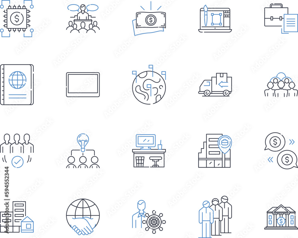 Dispatching line icons collection. Logistics, Scheduling, Coordination ...