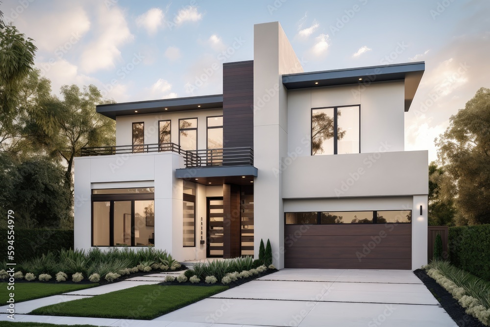two-story home with modern exterior and interior finishes, including ...