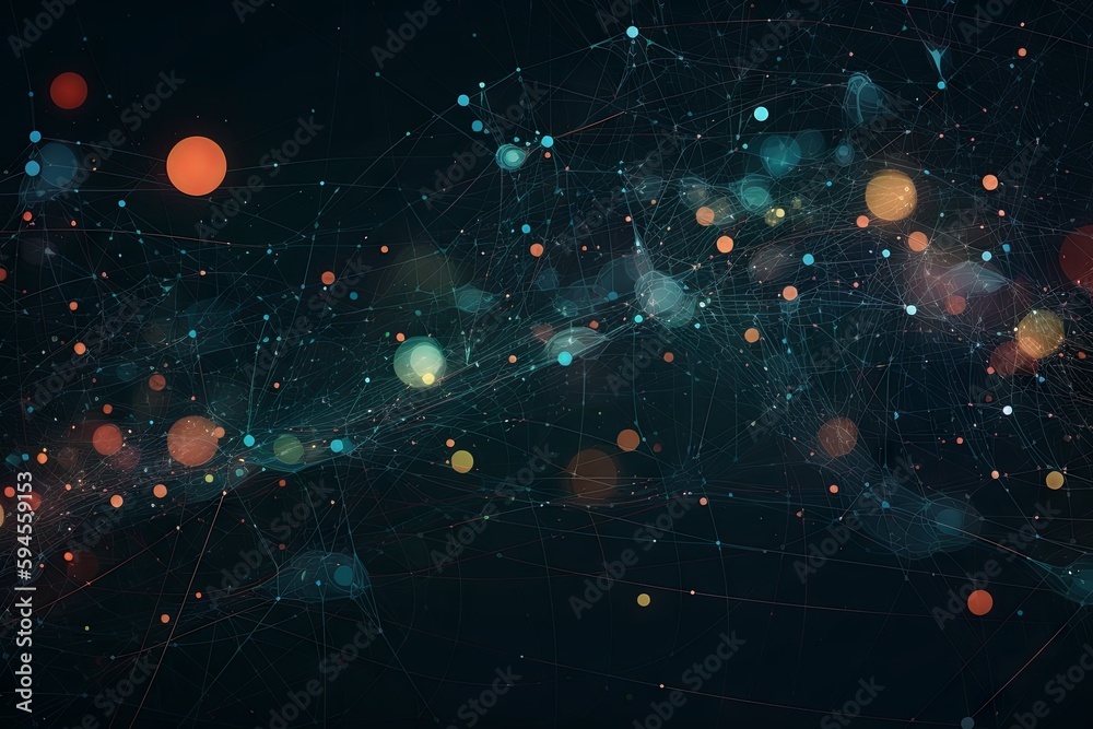 Abstract connected dots and lines. AI technology concept, digital data flow motion ...