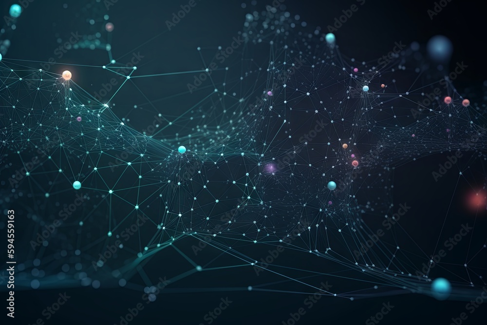 Abstract connected dots and lines. AI technology concept, digital data ...