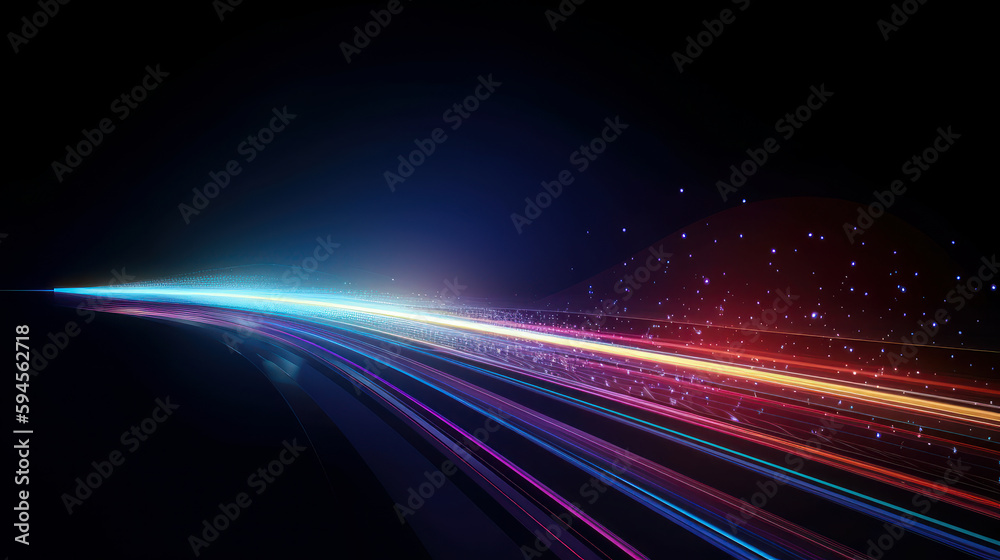 Colorful light trails with motion effect. Illustration of high speed ...
