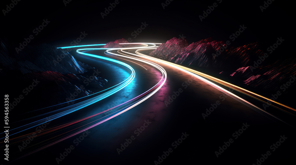 Colorful light trails with motion effect. Illustration of high speed ...