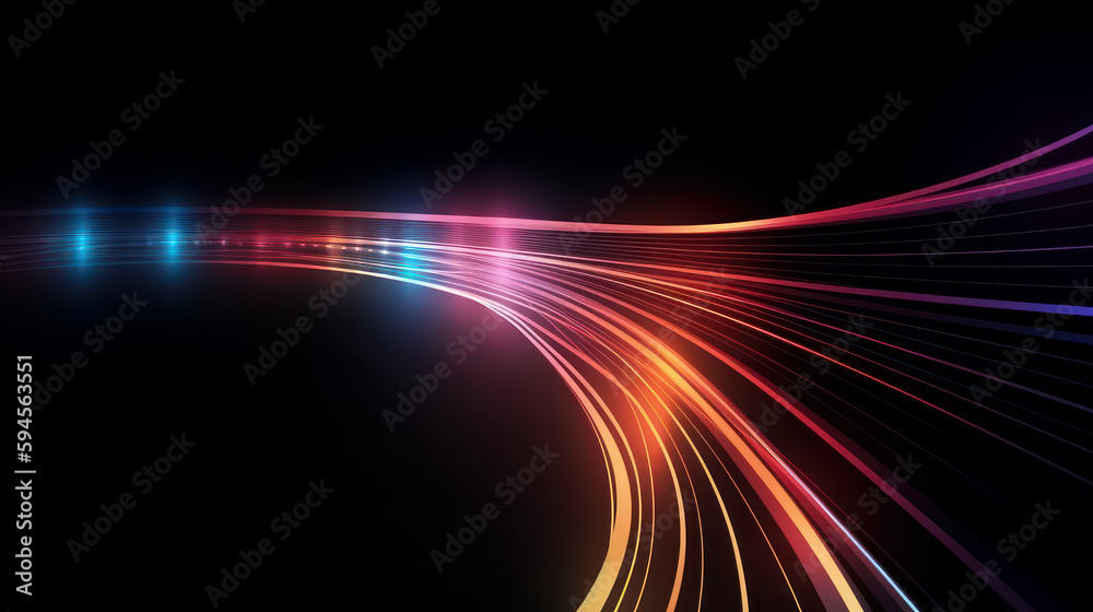 Colorful light trails with motion effect. Illustration of high speed ...