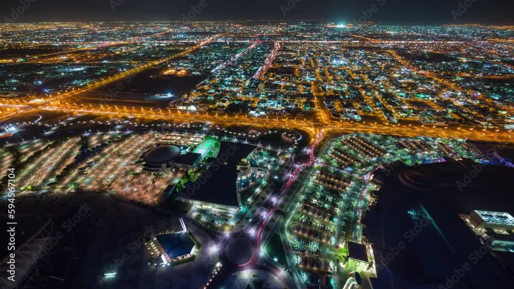 Doha Qatar view of the city from above buildings timelapse night ...
