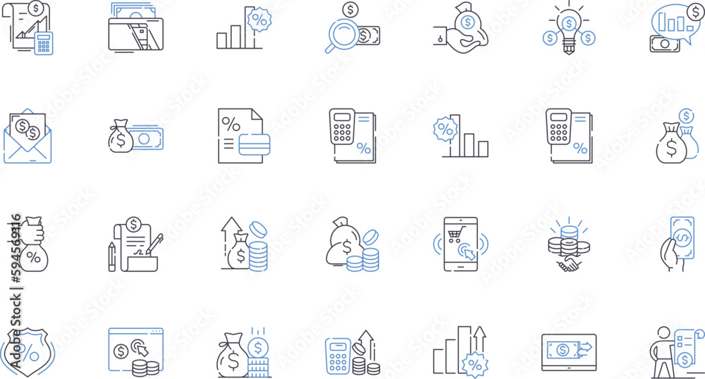 Selling process line icons collection. Prospect, Lead, Qualify, Pitch ...
