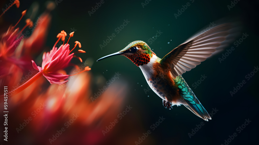 Photo & Art Print A high-speed image of a hummingbird in flight, with ...