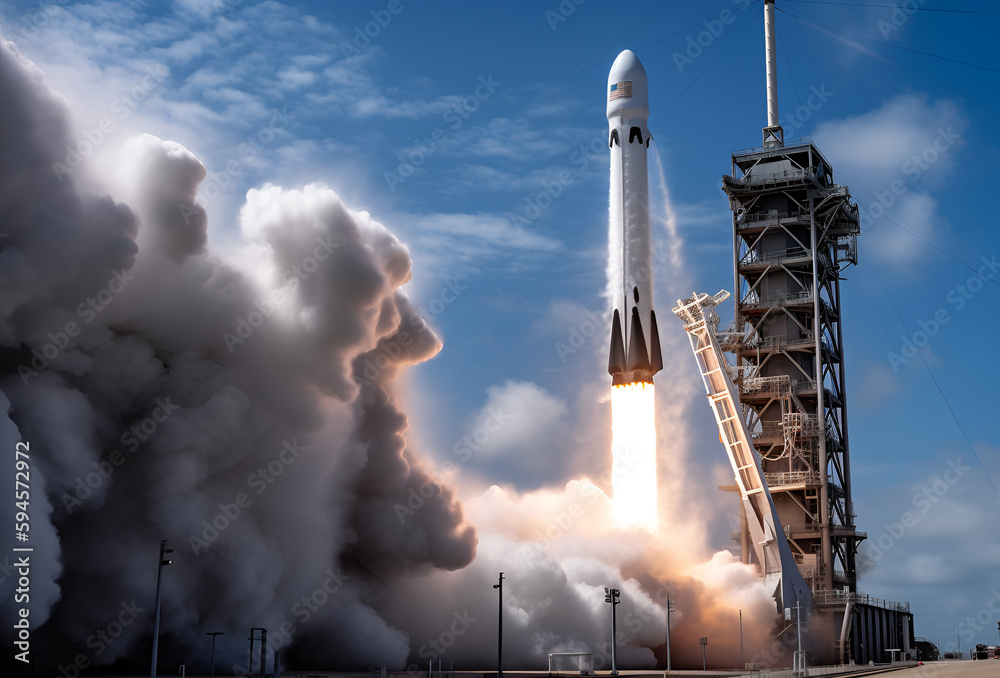 Modern Generative AI Rocket Launch for Space Exploration Stock ...