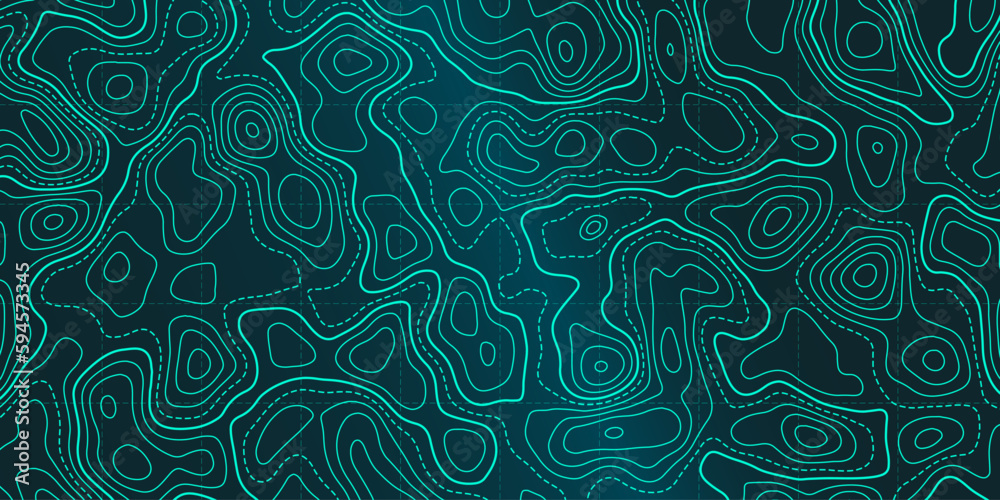 Ocean topographic line map with curvy wave isolines vector illustration ...