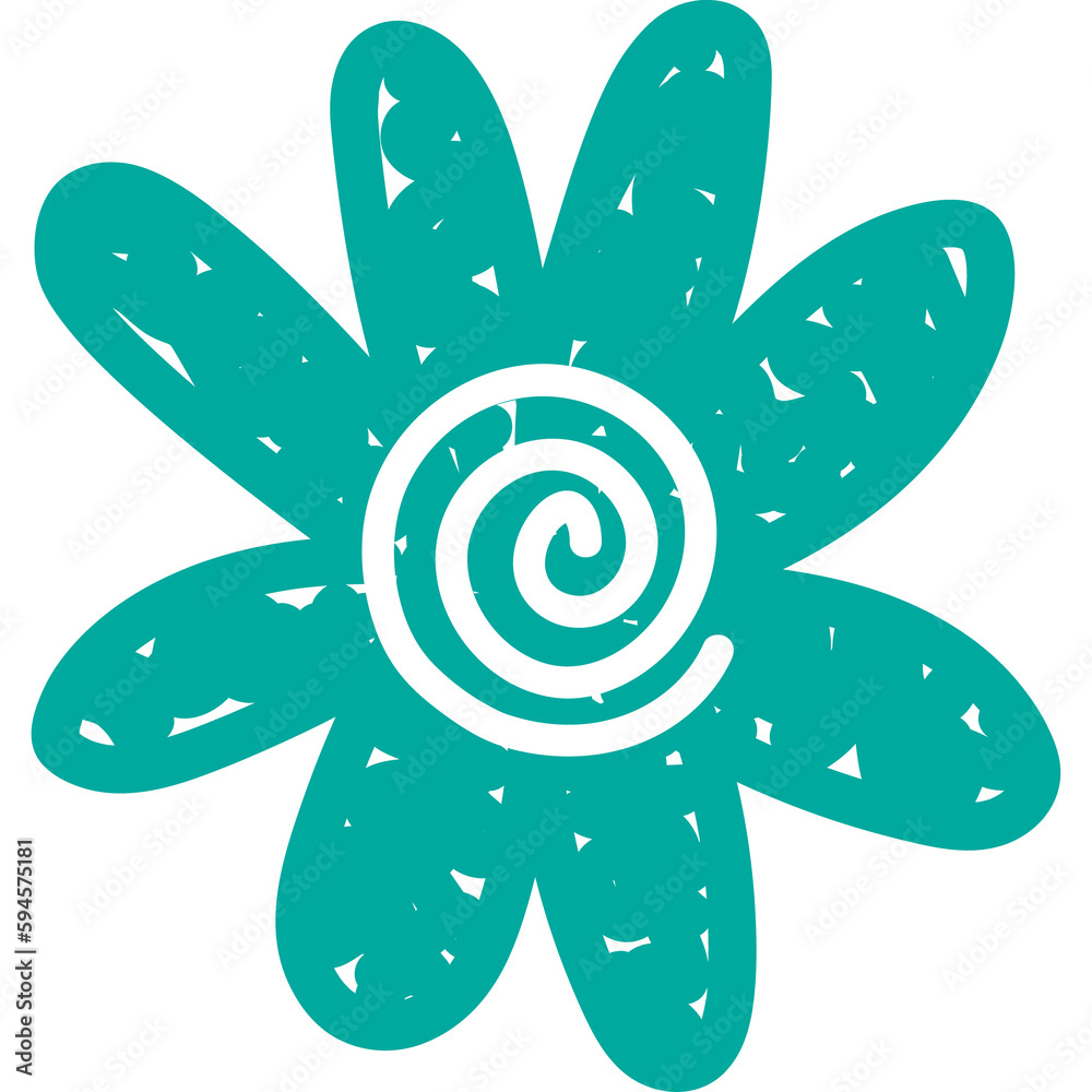 Beautiful turquoise flower illustration vector png decoration. children ...