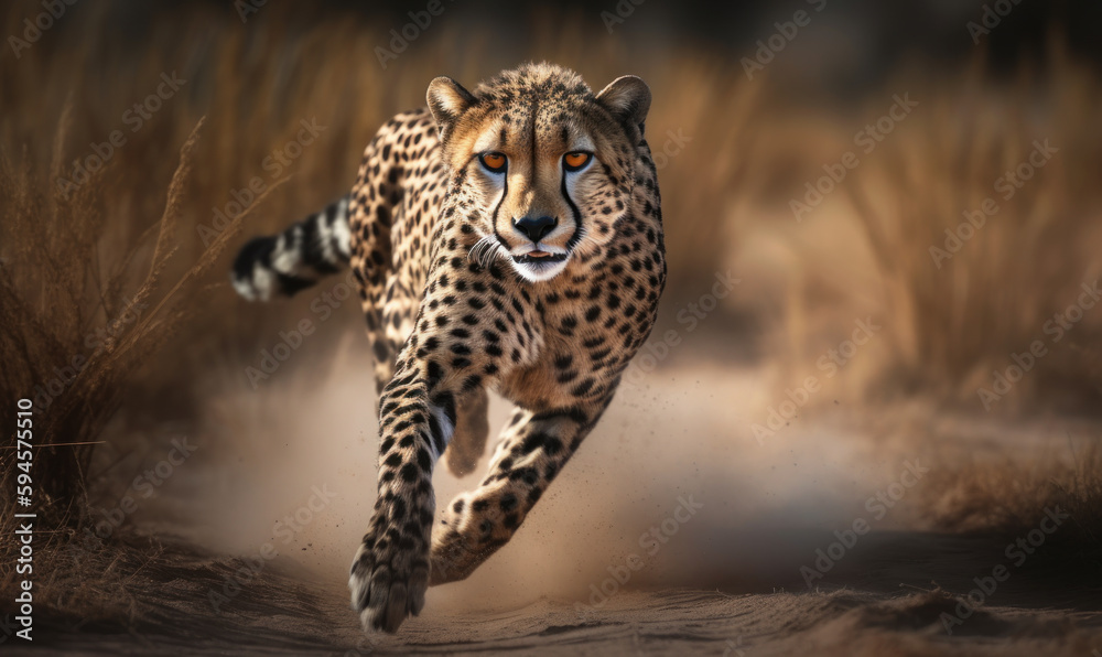 Photo of cheetah, frozen in mid-sprint, captured as it traverses ...