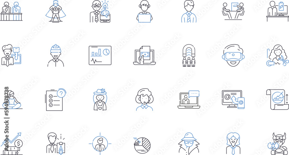 Employment trade line icons collection. Job, Trade, Employment, Labor ...