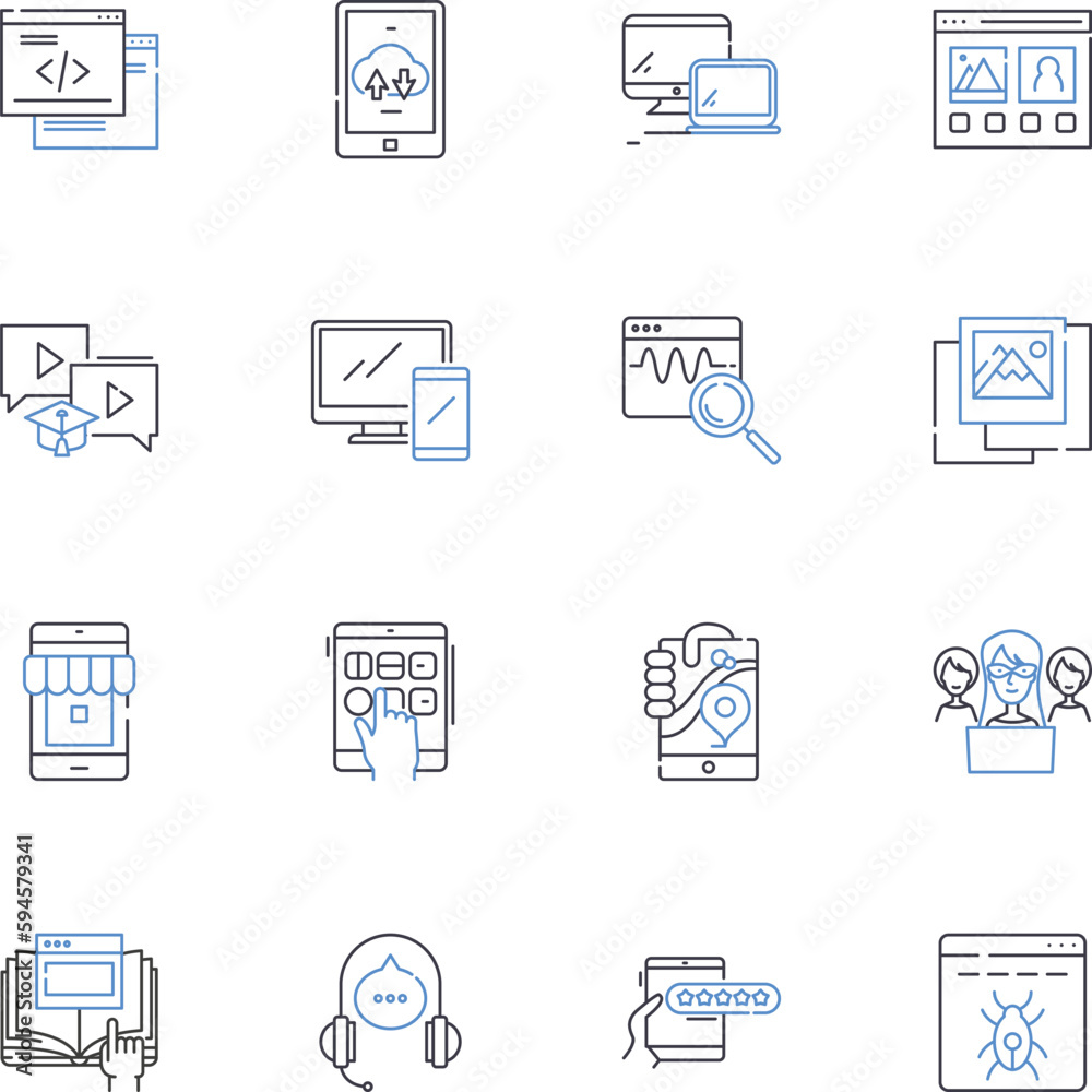 Pad line icons collection. Note-taking, Versatile, Compact, Portable ...