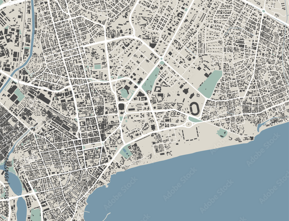 Accra, Ghana, map. Detailed map of Accra city administrative area ...