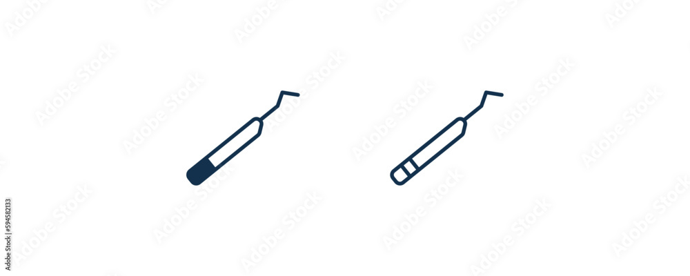 periodontal scaler icon. Outline and filled periodontal scaler icon ...