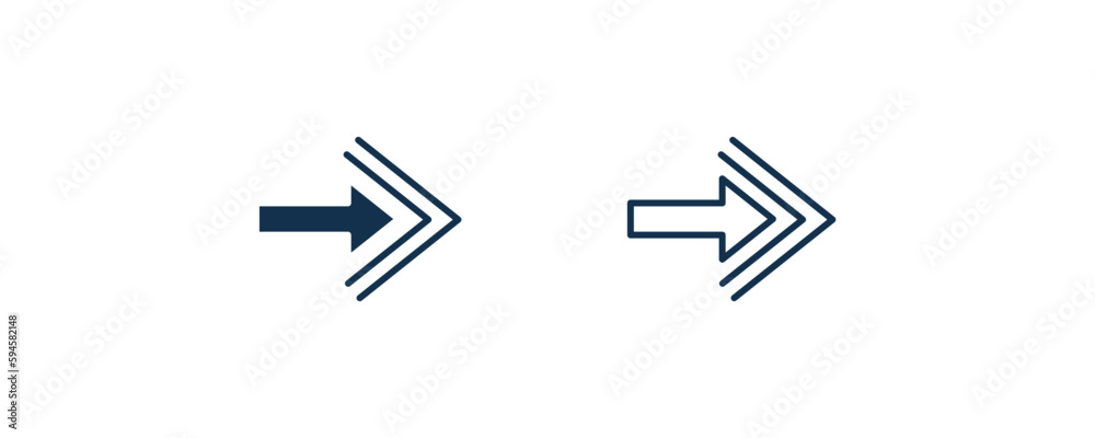 arrow pointing right icon. Outline and filled arrow pointing right icon ...