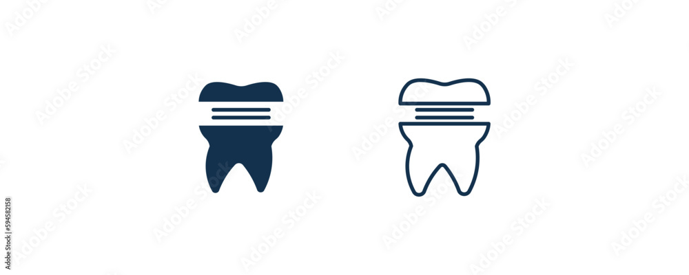 molar crown icon. Outline and filled molar crown icon from dental ...