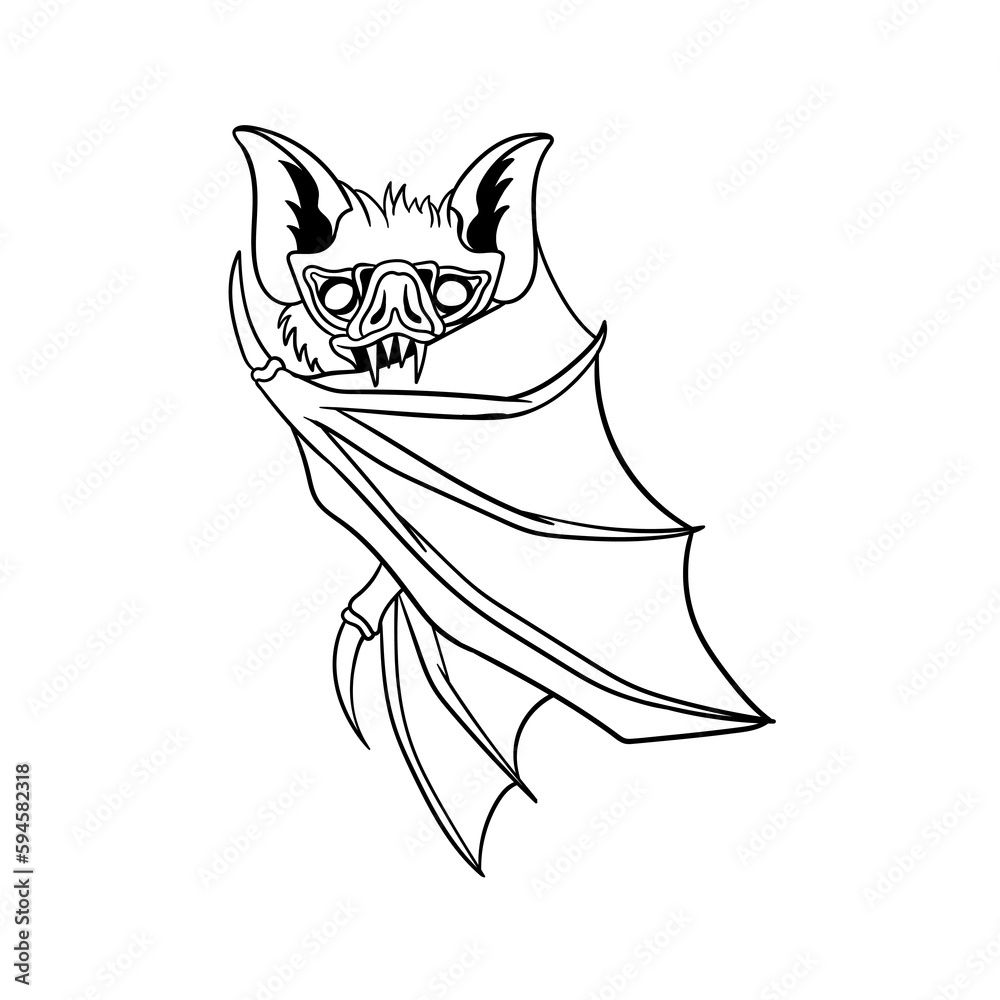 Hand drawn illustration of a bat outline Stock Vector | Adobe Stock