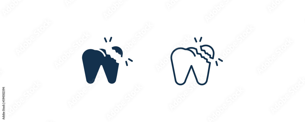broken tooth icon. Outline and filled broken tooth icon from dental ...