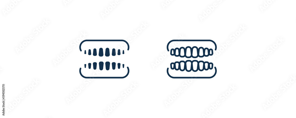 dentures icon. Outline and filled dentures icon from dental health ...