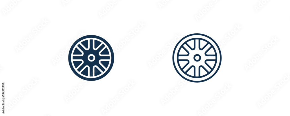 alloy wheel icon. Outline and filled alloy wheel icon from transportation collection. Line and ...