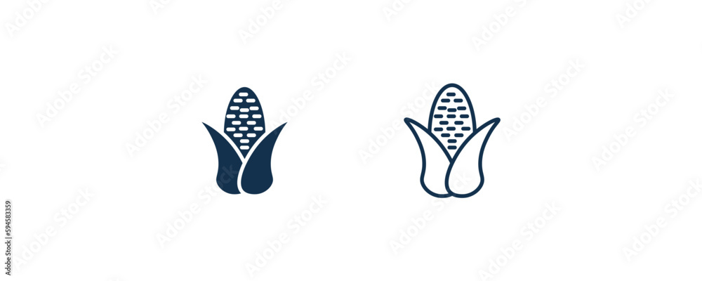 corn icon. Outline and filled corn icon from vegetables and fruits ...