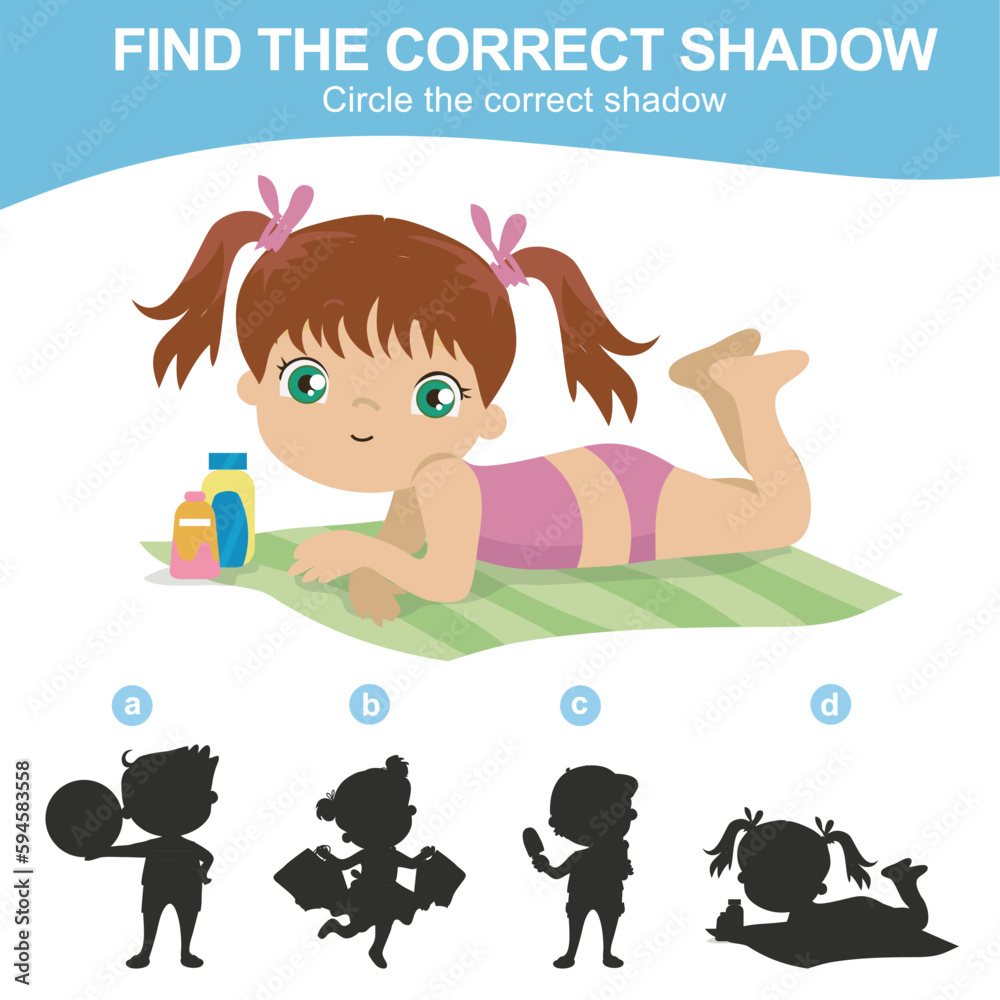 Summer theme find the correct shadow for kids. Find the shadow of a ...