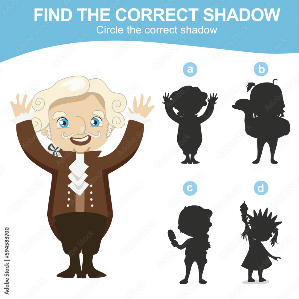 4th of July find the correct shadow for kids. Find the shadow of the ...