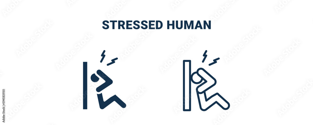 stressed human icon. Outline and filled stressed human icon from ...