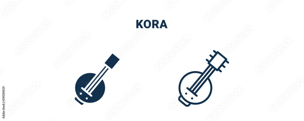 kora icon. Outline and filled kora icon from culture and civilization collection. Line and glyph ...
